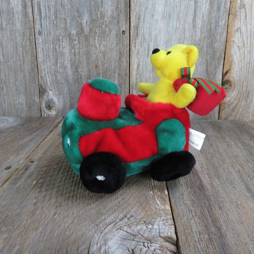 Bear in Train Stuffed Animal Christmas Bear Kellytoy Plush Red Green ...