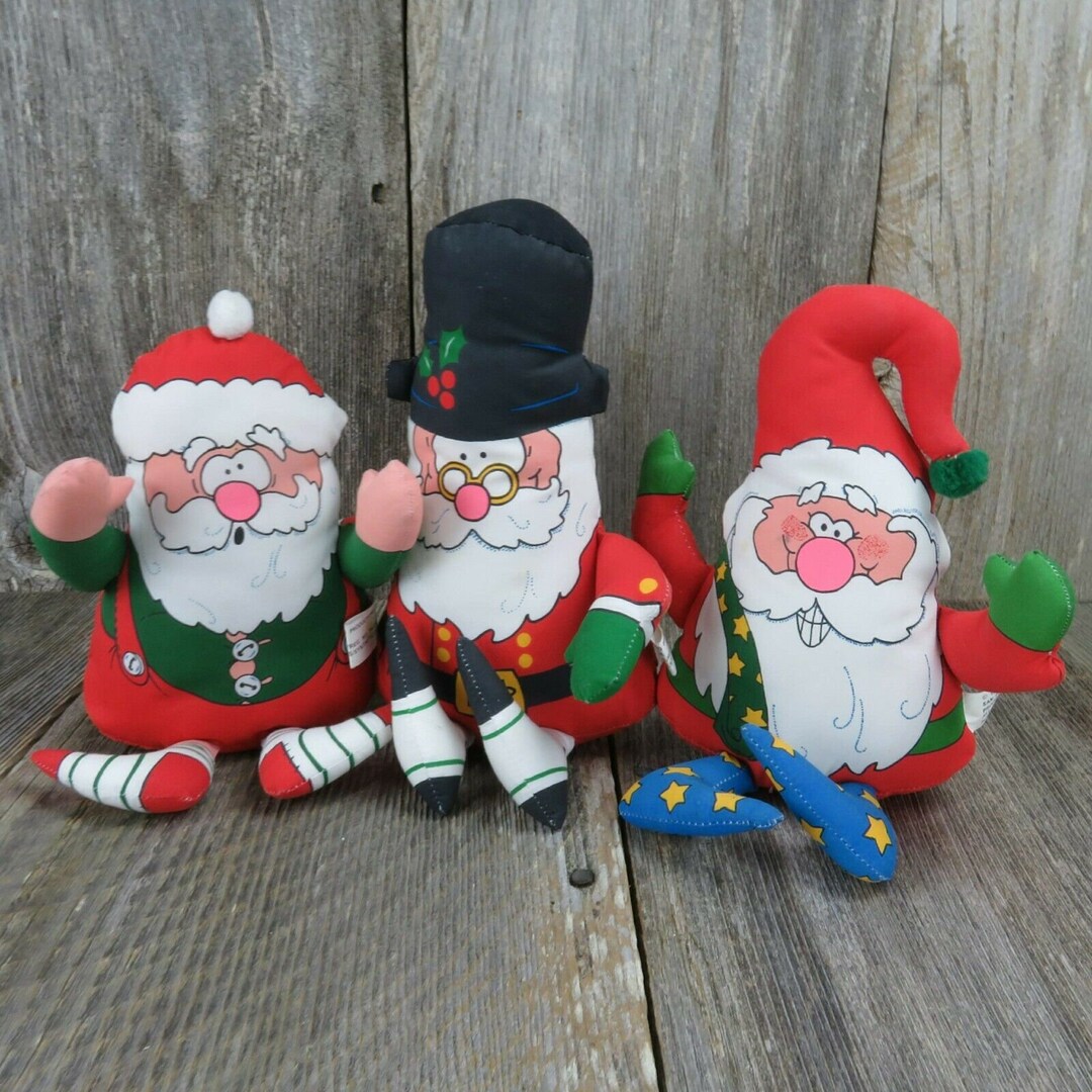 Vintage Santa Claus Christmas Plush Figurine Stuffed Shelf Sitters ...