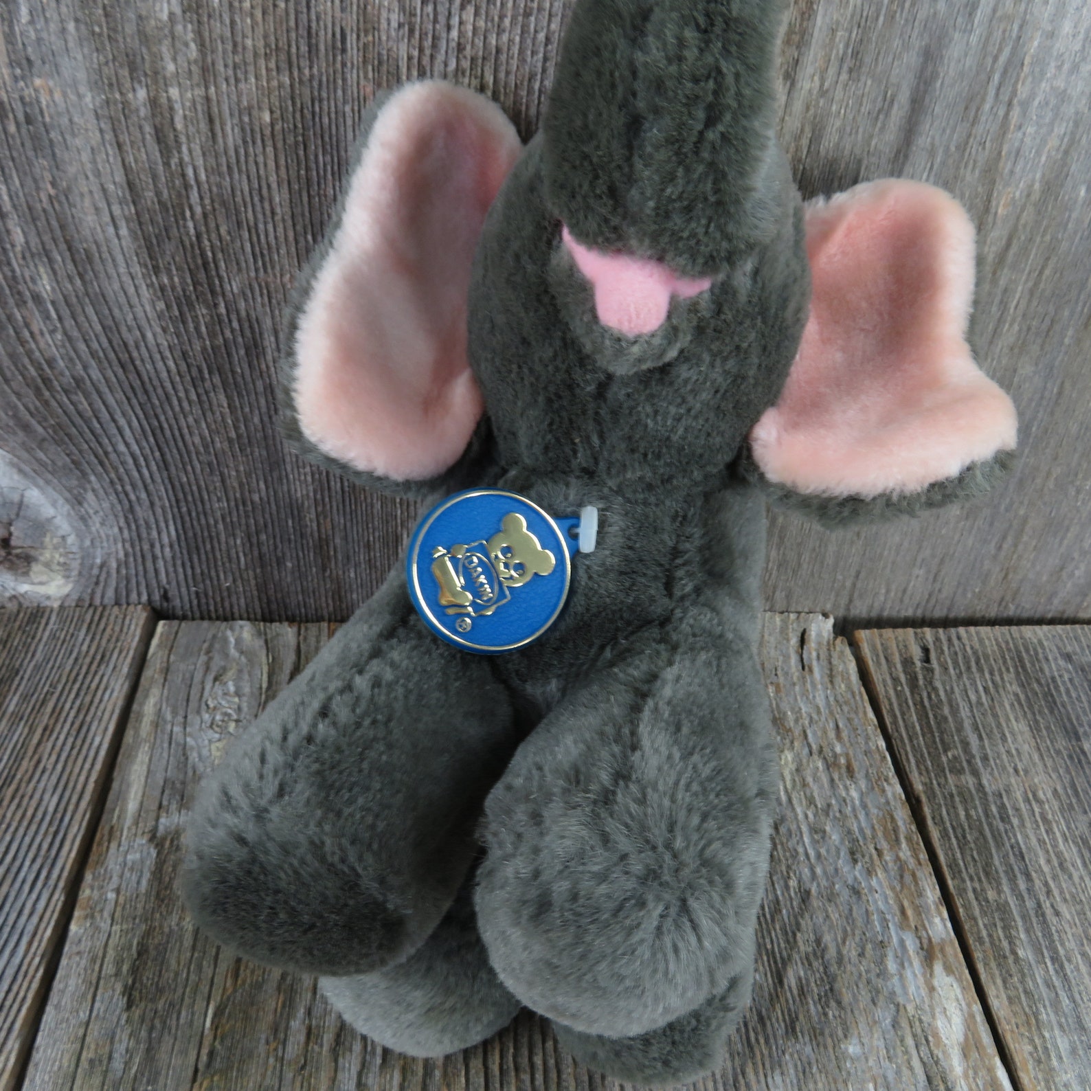 Vintage Elephant Plush Dakin Grey Pink Stuffed Gray Tags 1985 - Etsy