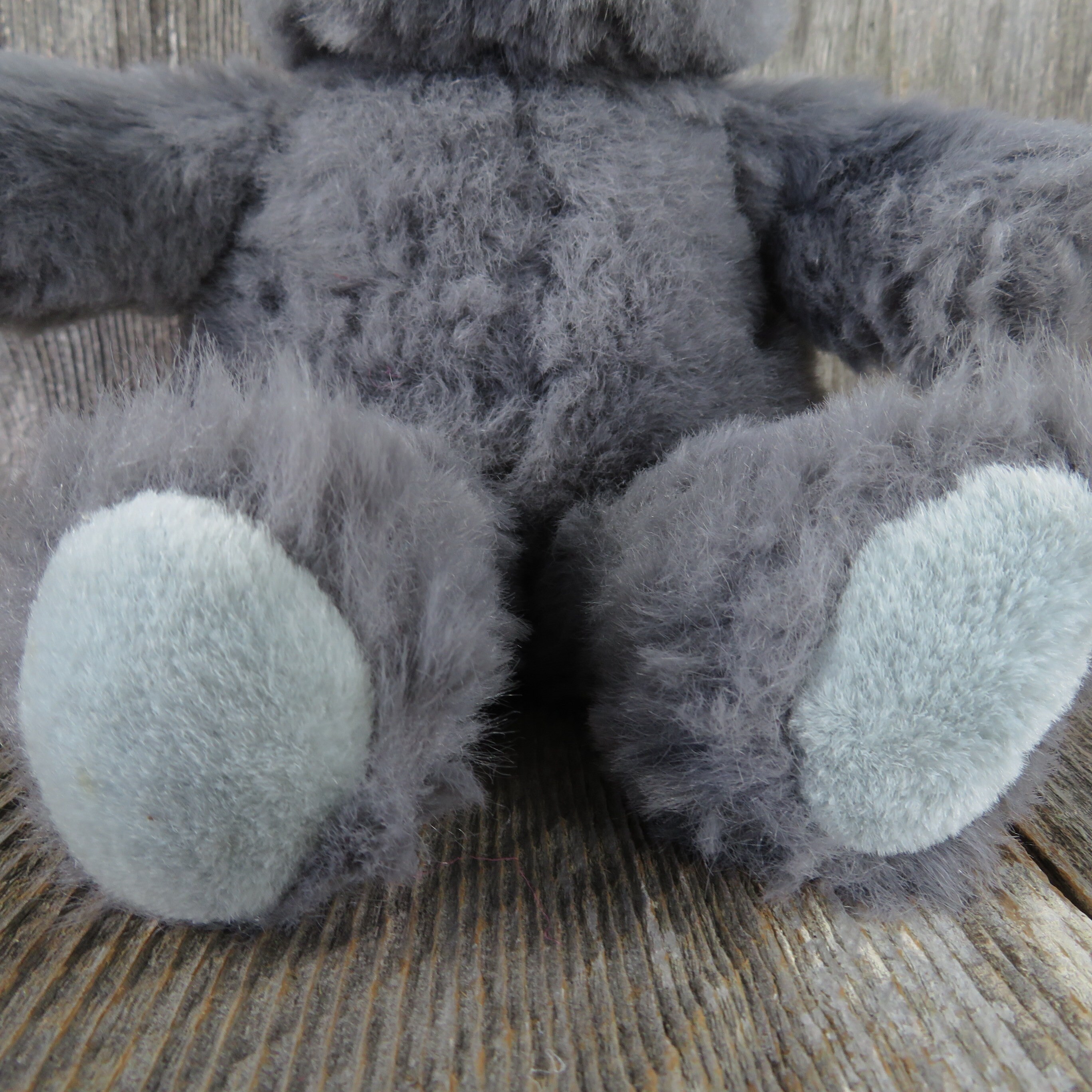Vintage Teddy Bear Plush Fuzzy Stuffed Animal Grey Stitched - Etsy