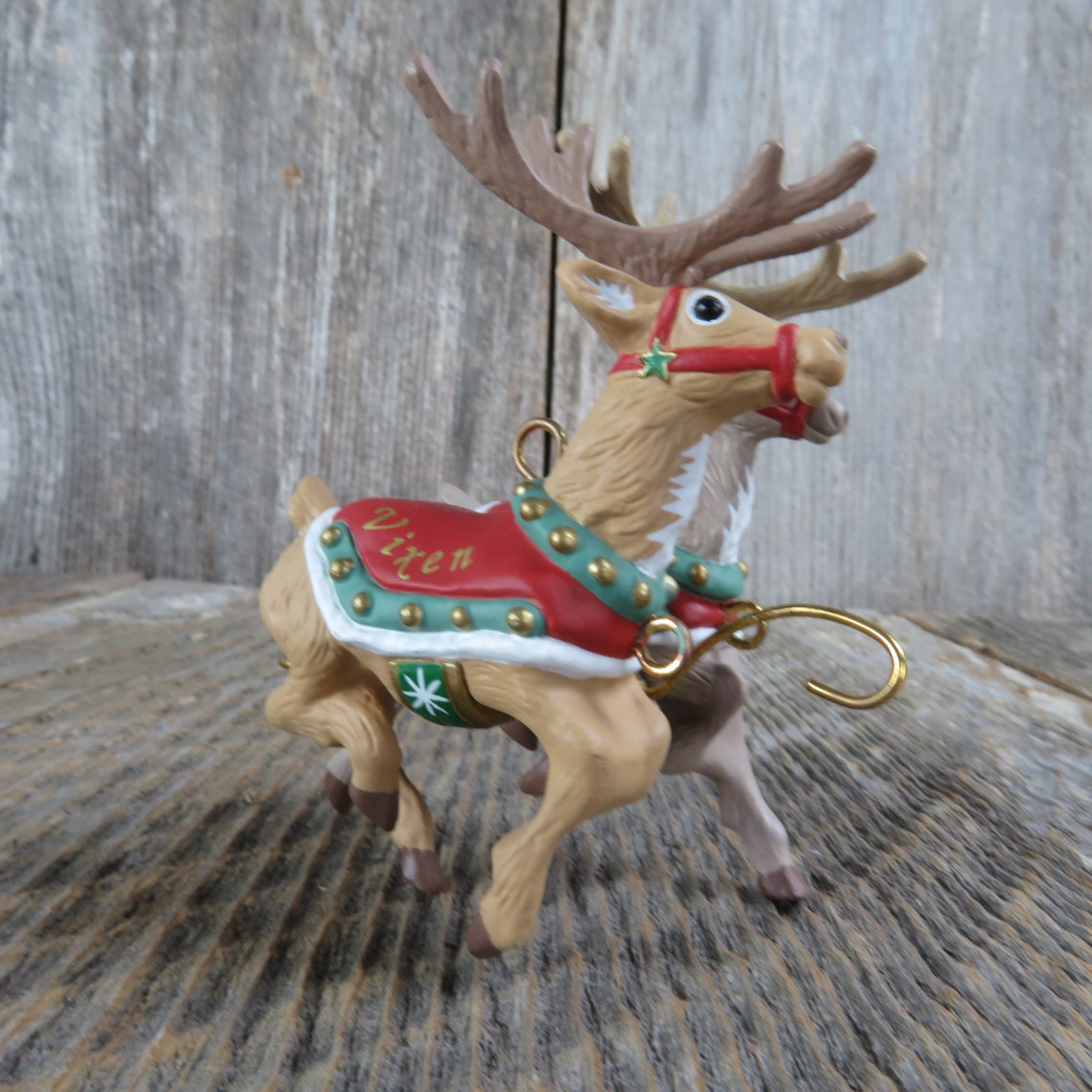 Vintage Santa's Reindeer Prancer and Vixen Ornament Sleigh - Etsy UK