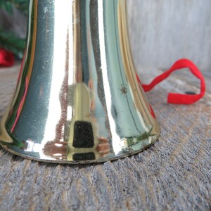 Vintage Gold Bell With Red Flocked Ribbon Christmas Hand Bell Door ...