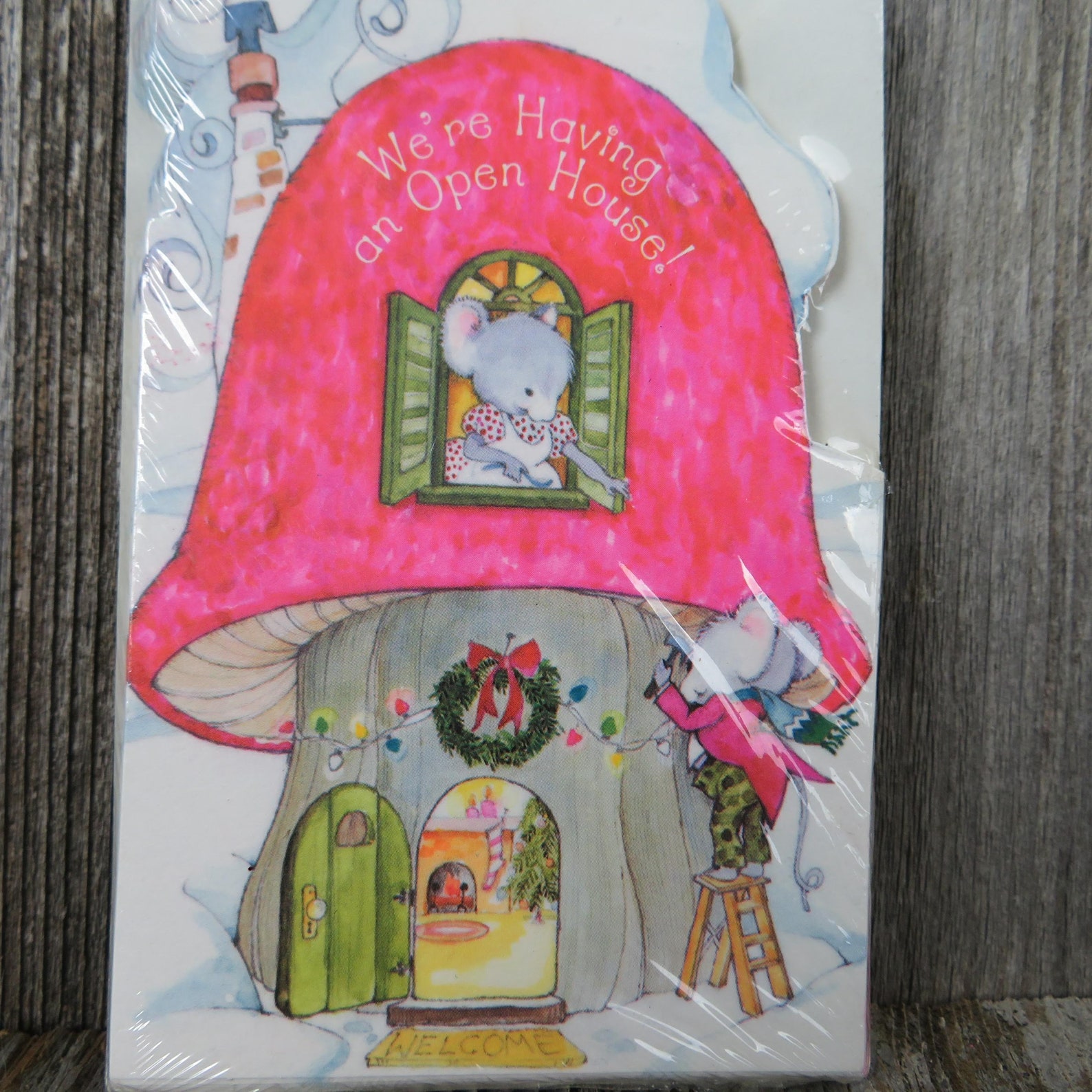Vintage Open House Invitations Hallmark Christmas Mice Couple | Etsy