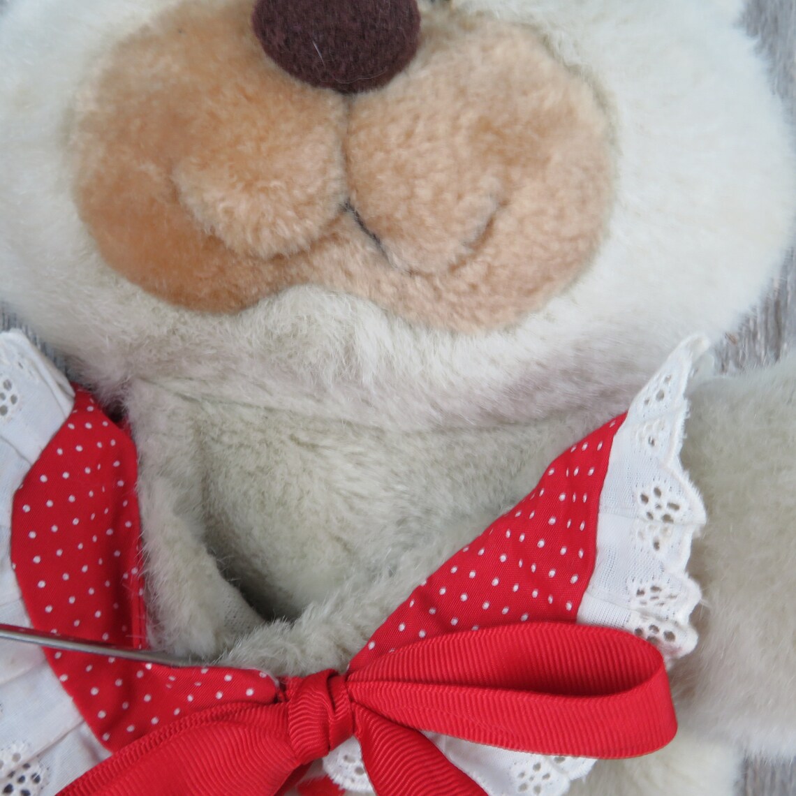 Vintage Teddy Bear Stocking Hallmark Baby Red Collar Lace - Etsy