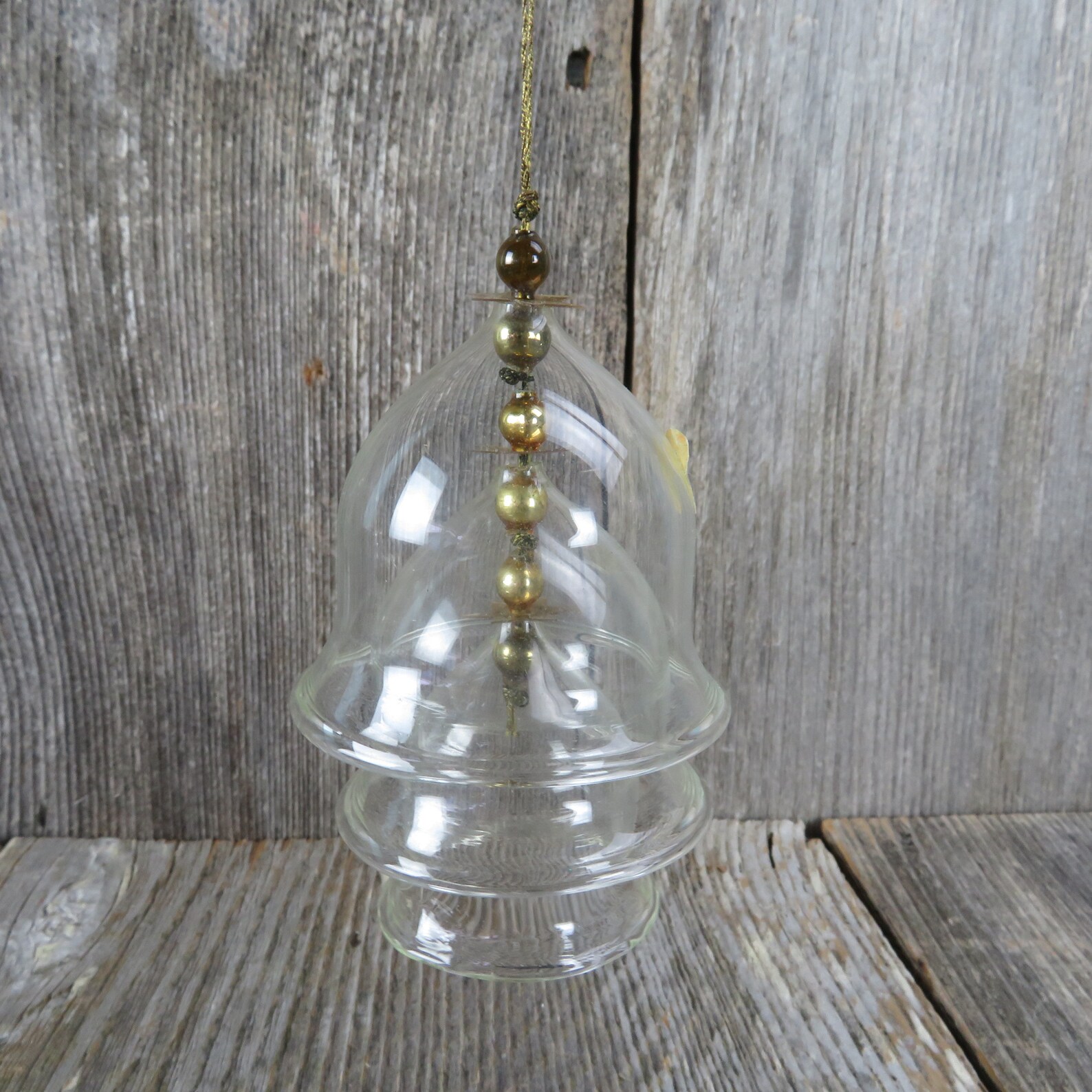 Vintage Glass Bell Ornament Graduated 3 Tier Germany Gold Christmas ...