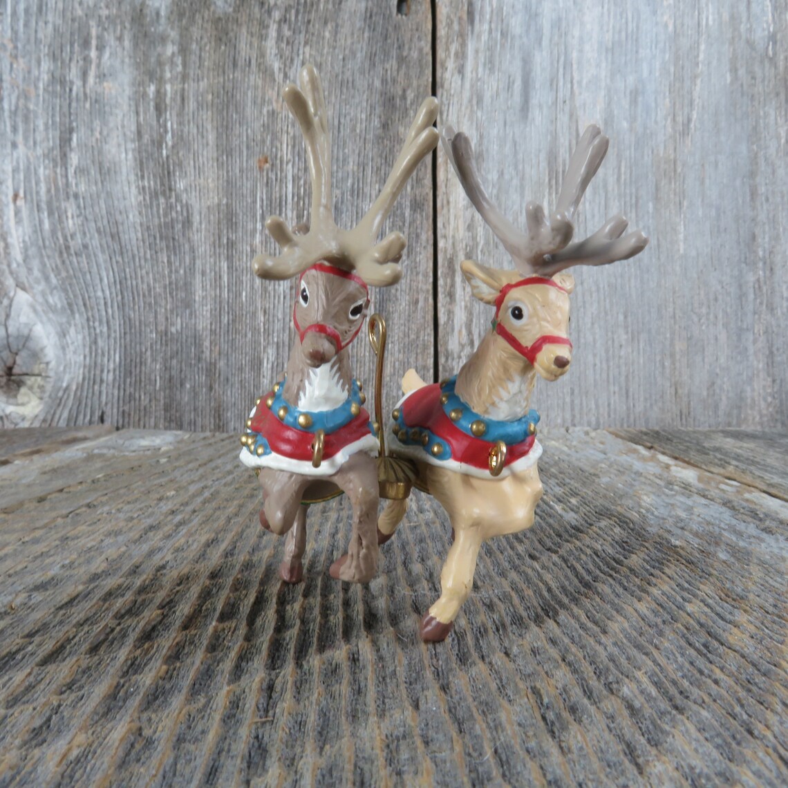 Vintage Santa's Reindeer Dasher and Dancer Ornament Sleigh - Etsy