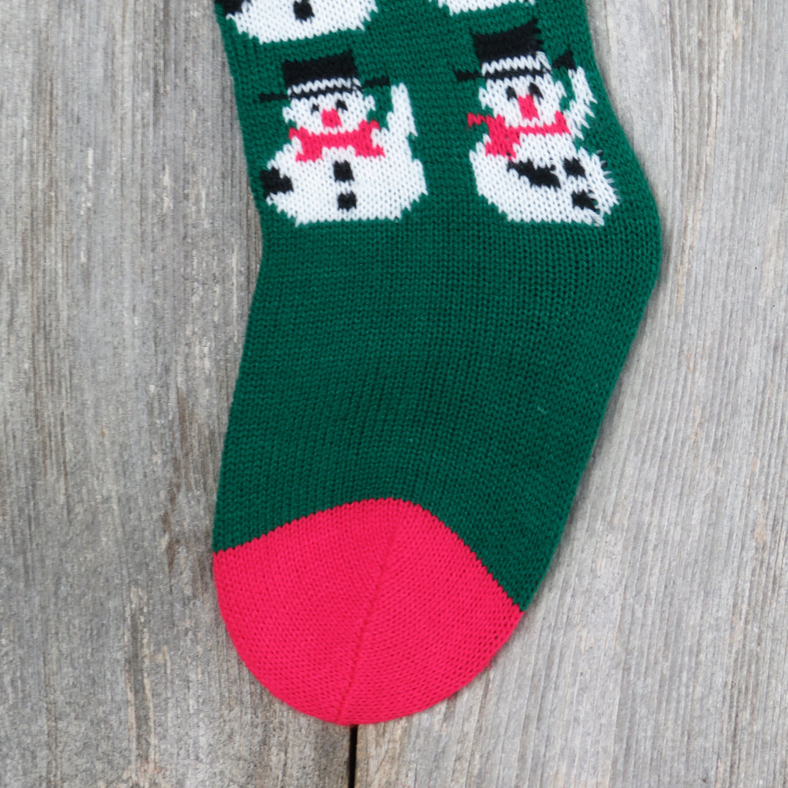 Vintage Knit Snowman Stocking Green Red Christmas Santa Top | Etsy