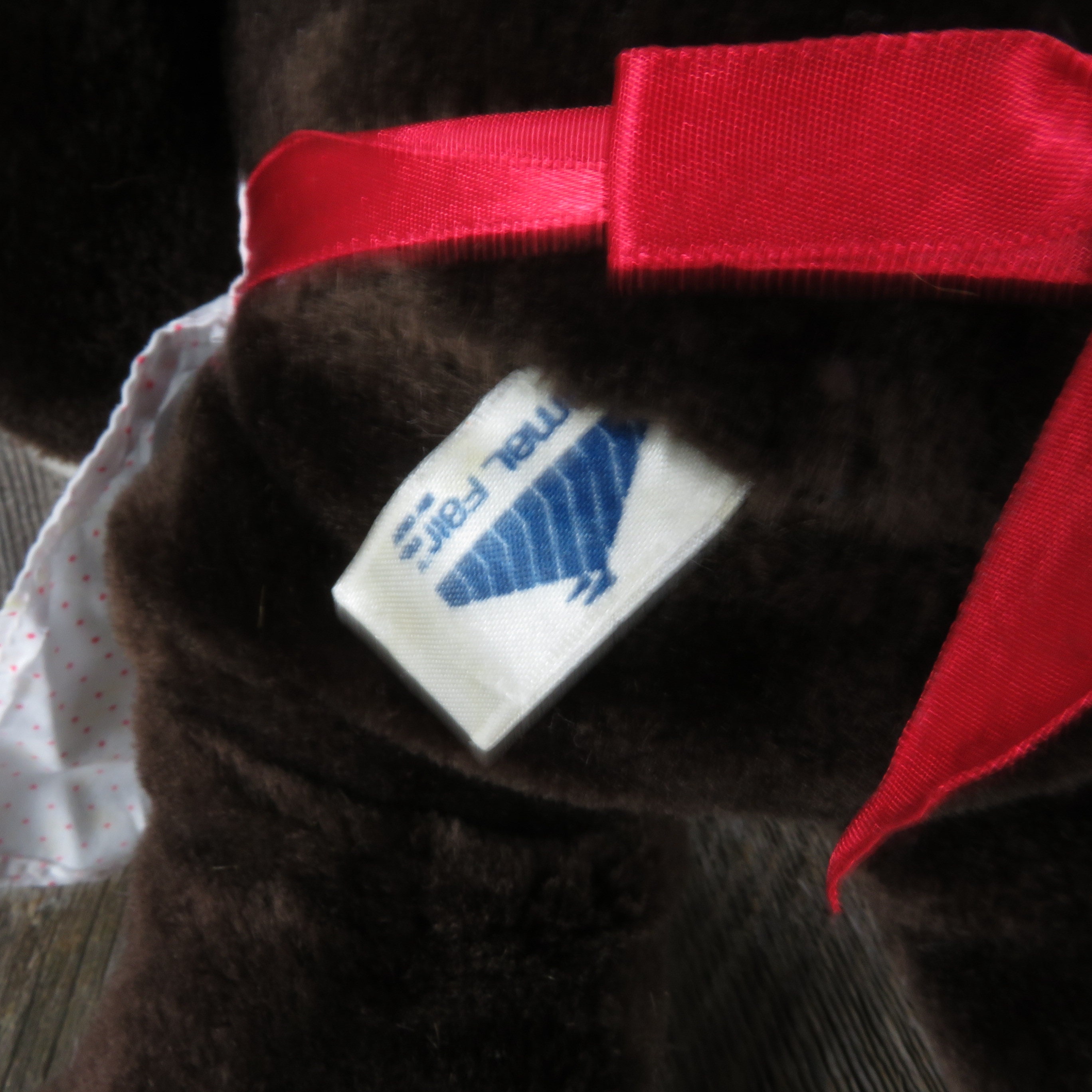Vintage Del Monte Del Monte Red White Apron Bow Dark Brown Stuffed ...