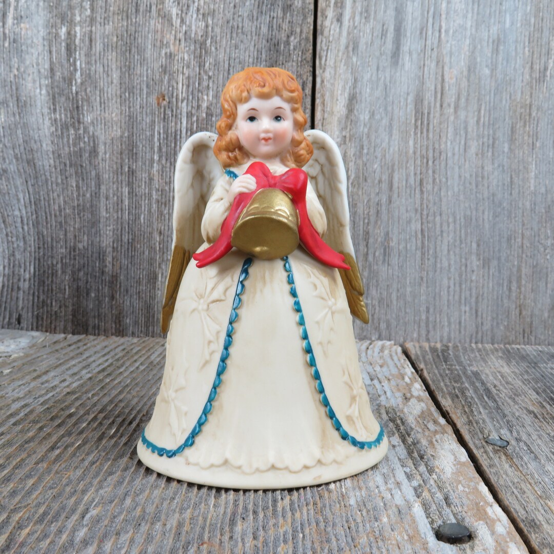 Vintage Angel Bell Figurine Homco Christmas Bell Ringer Red Hair 5105 ...
