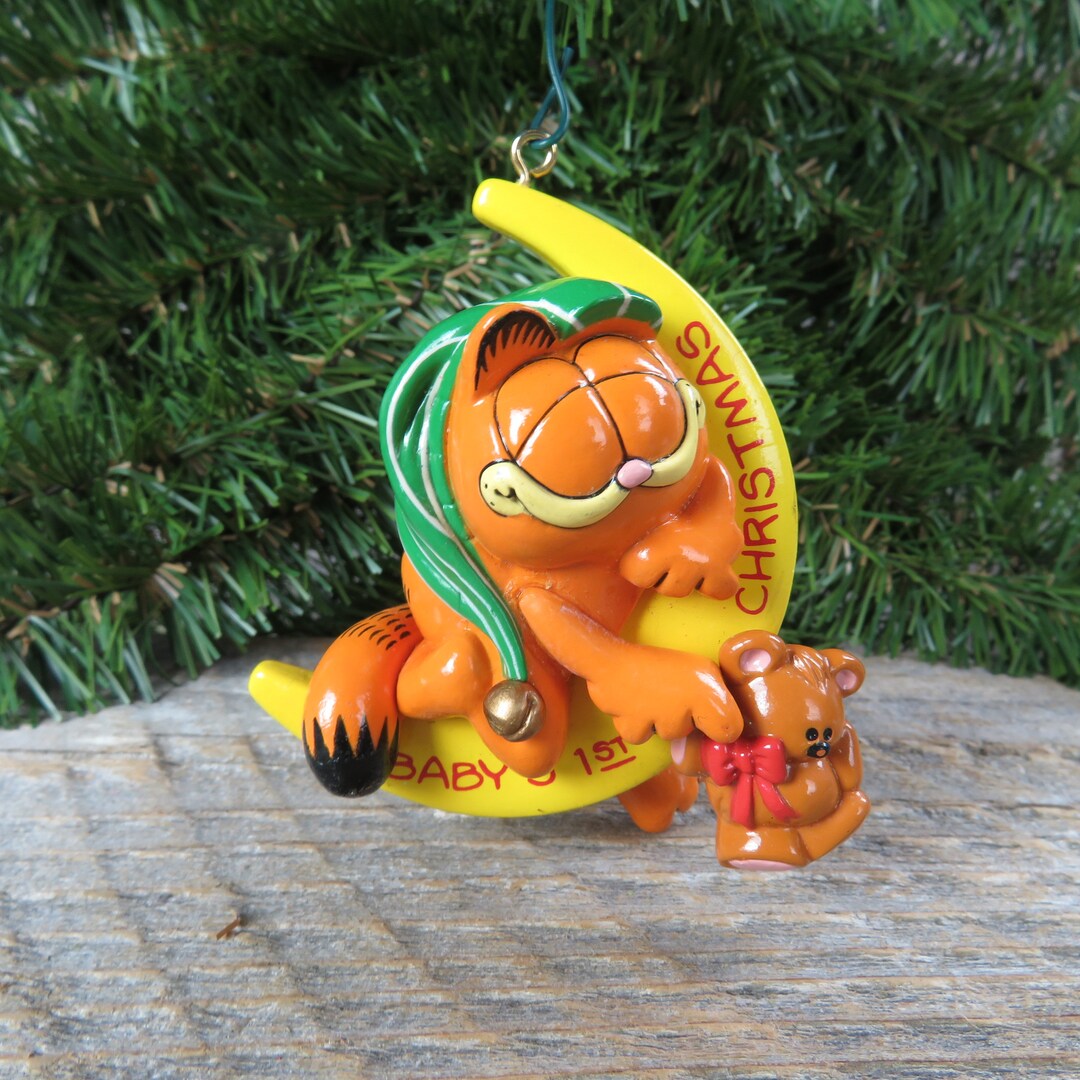 Vintage Garfield Teddy Bear Moon Ornament Enesco Sweet Beams Baby's ...