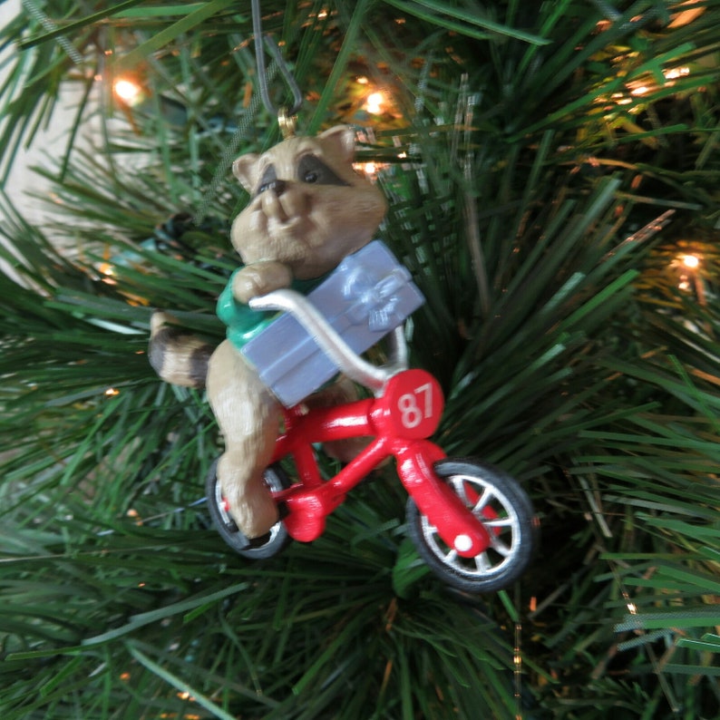 Vintage Raccoon Biker Ornament Hallmark Bicycle Boy Christmas - Etsy