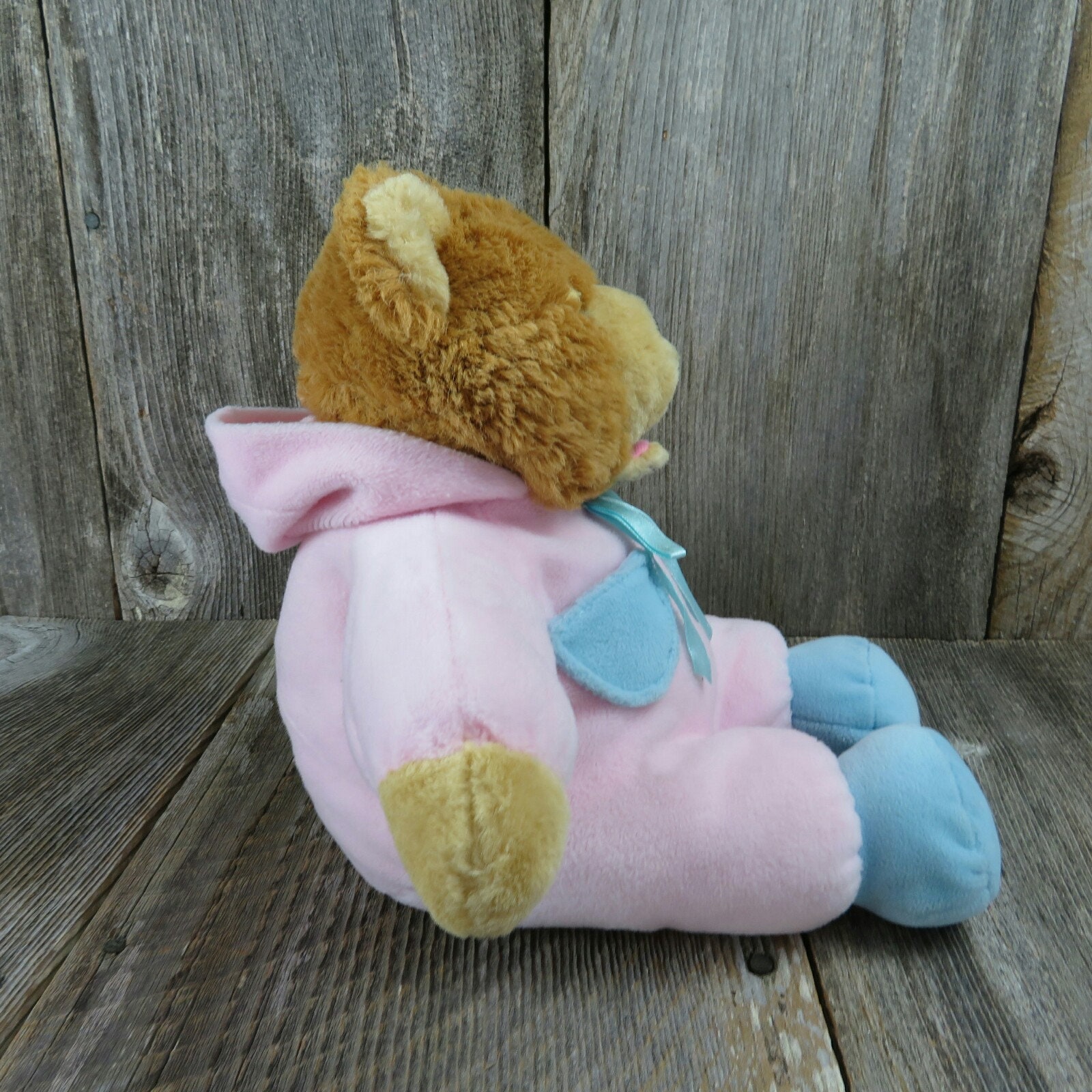 Vintage Teddy Bear Plush Droopy Eyes Flocked Nose Pink Pajamas | Etsy