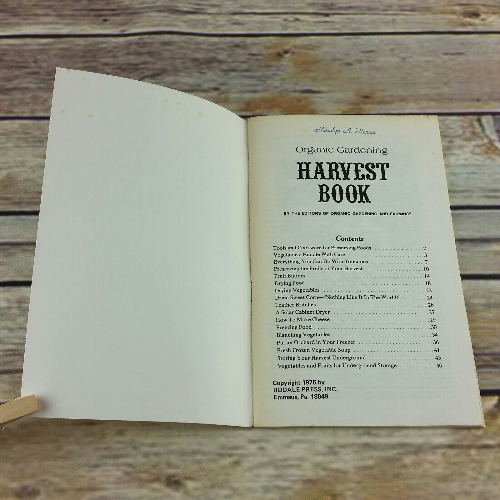 Vintage Cookbook Organic Gardening Harvest Book Rodale Press Recipes ...