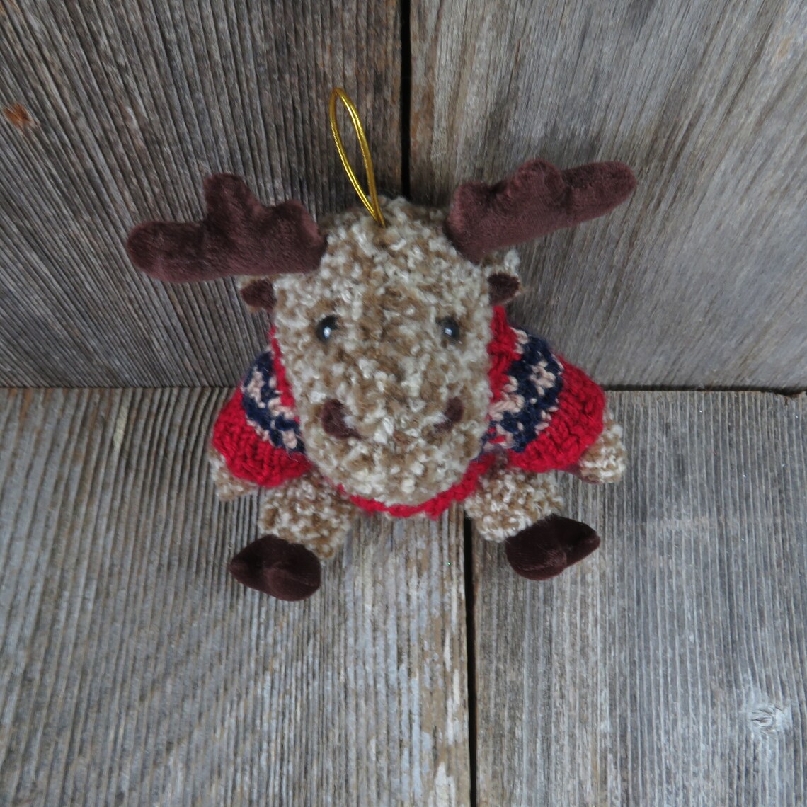 Vintage Moose Plush Ornament Winter Sweater Stuffed Animal - Etsy