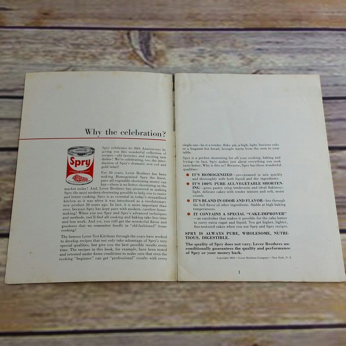 Vintage Cook Book Spry Promo 20th Anniversary Cookbook - Etsy