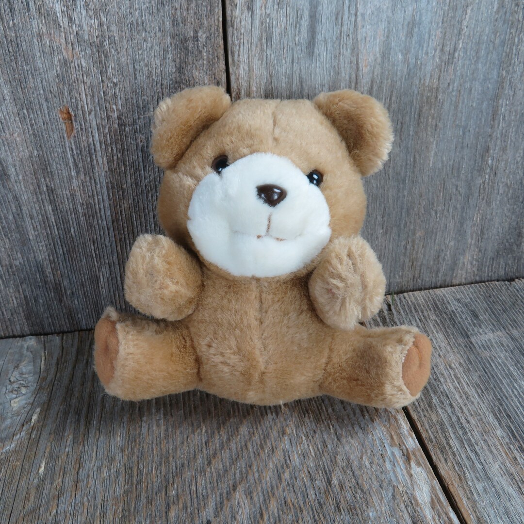 Vintage Tan Teddy Bear Plush Brown Plastic Nose White AGC Inc Stuffed ...