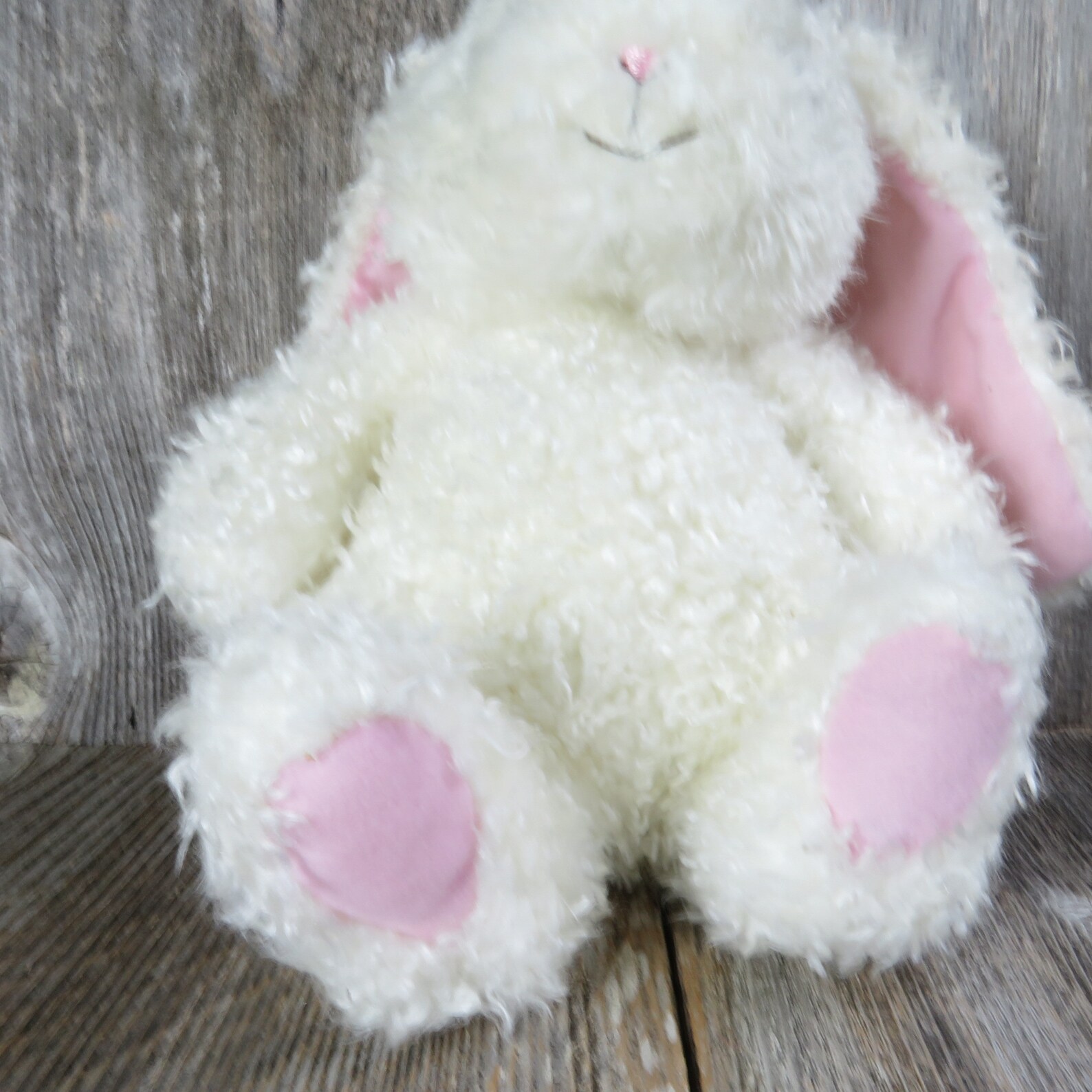 Vintage Bunny Rabbit Plush Curly Fur Pink Ears Paws - Etsy
