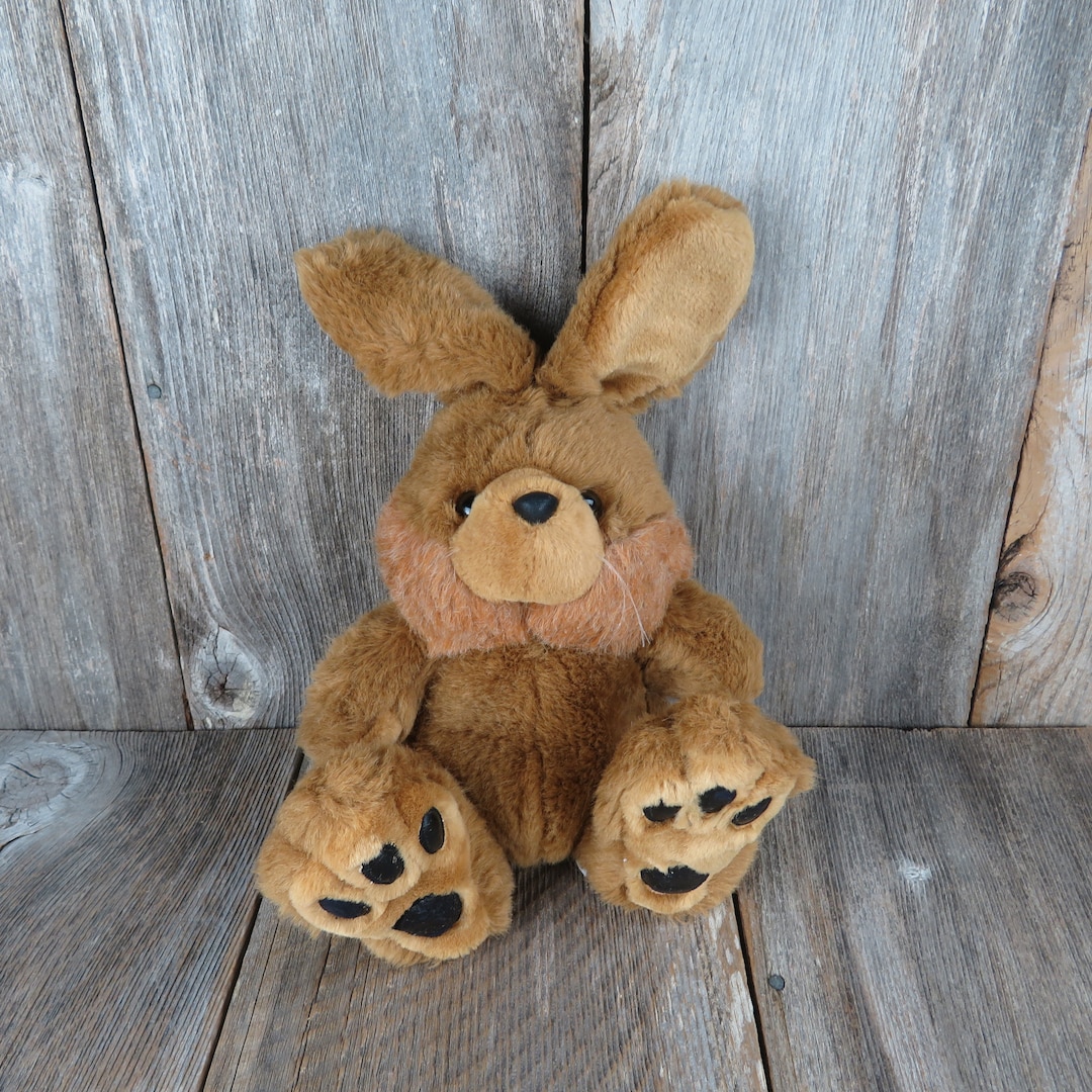 Bunny Rabbit Plush Big Feet Mervyn's Brown Stuffed Animal Playful Plush ...