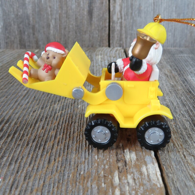 Vintage Santa Bulldozer Ornament Yellow Tractor Equipment Christmas ...