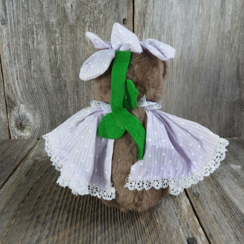 Vintage Teddy Bear Plush Purple Polk a Dot Dress Flower Hat - Etsy