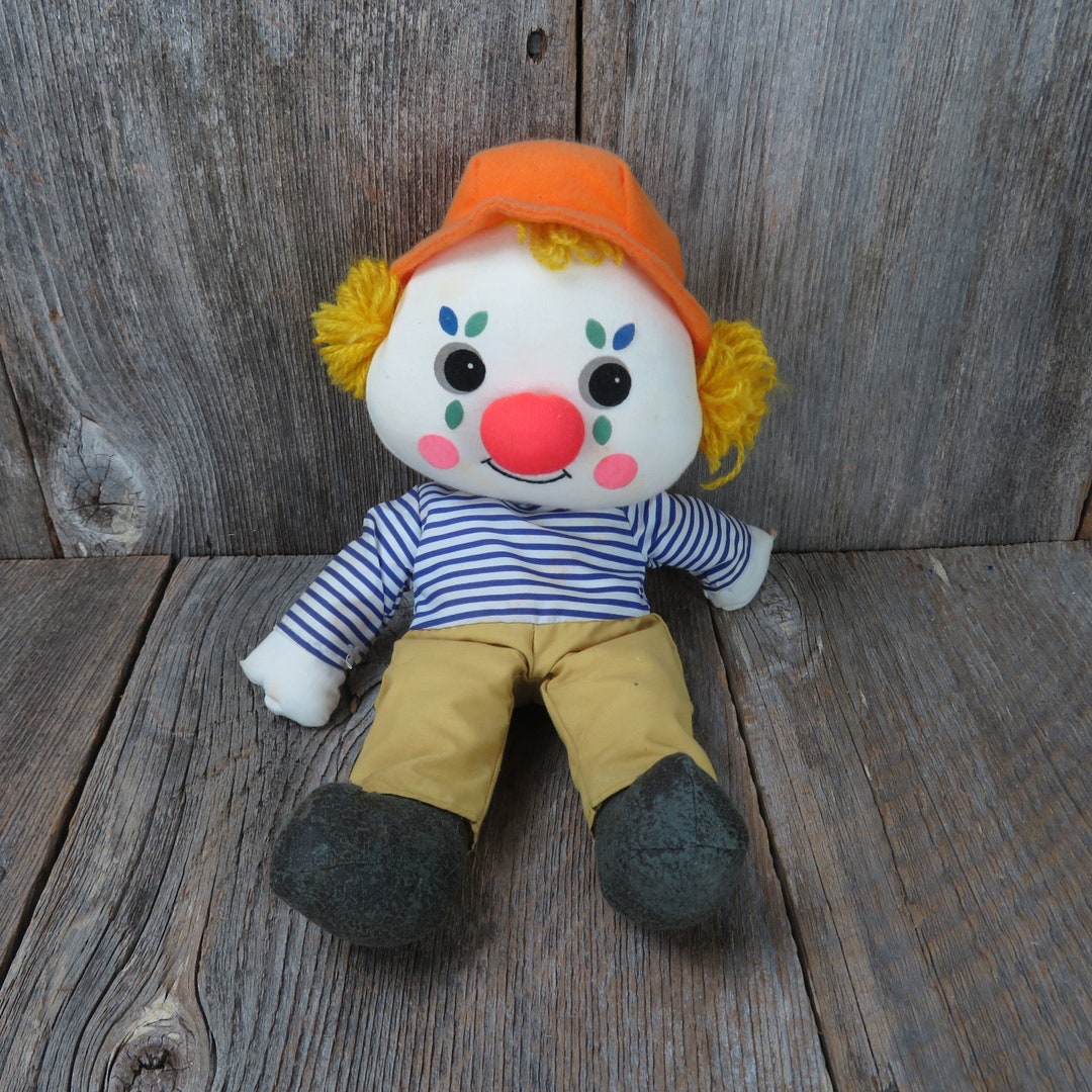 Clown Around Plush Soft Doll Dakin Dream Dolls Boy Striped Shirt Orange ...