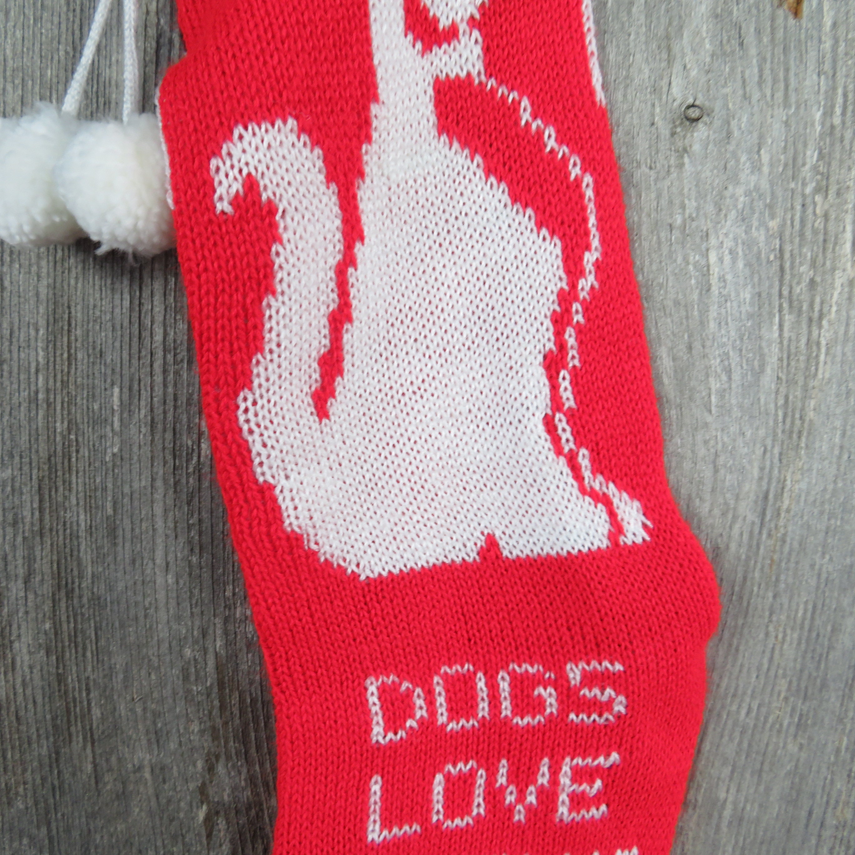 Vintage Dog Pet Knit Stocking Dogs Love Christmas Too Knitted | Etsy