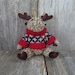 Vintage Moose Plush Ornament Winter Sweater Stuffed Animal Hugfun 2000 ...