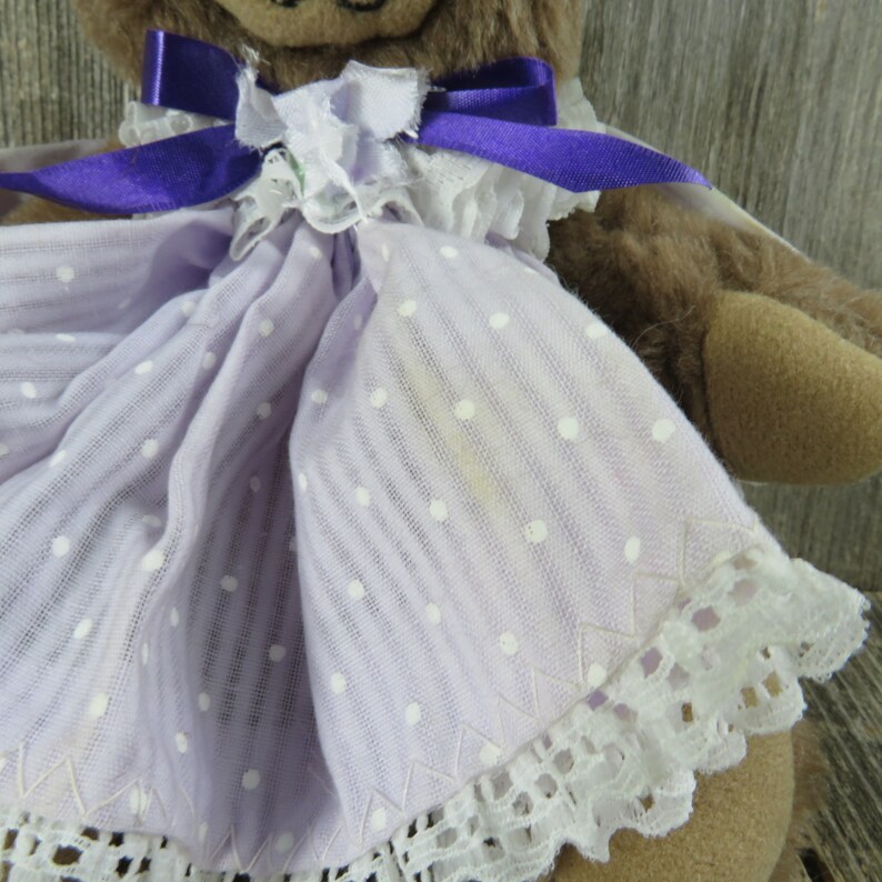 Vintage Teddy Bear Plush Purple Polk a Dot Dress Flower Hat - Etsy
