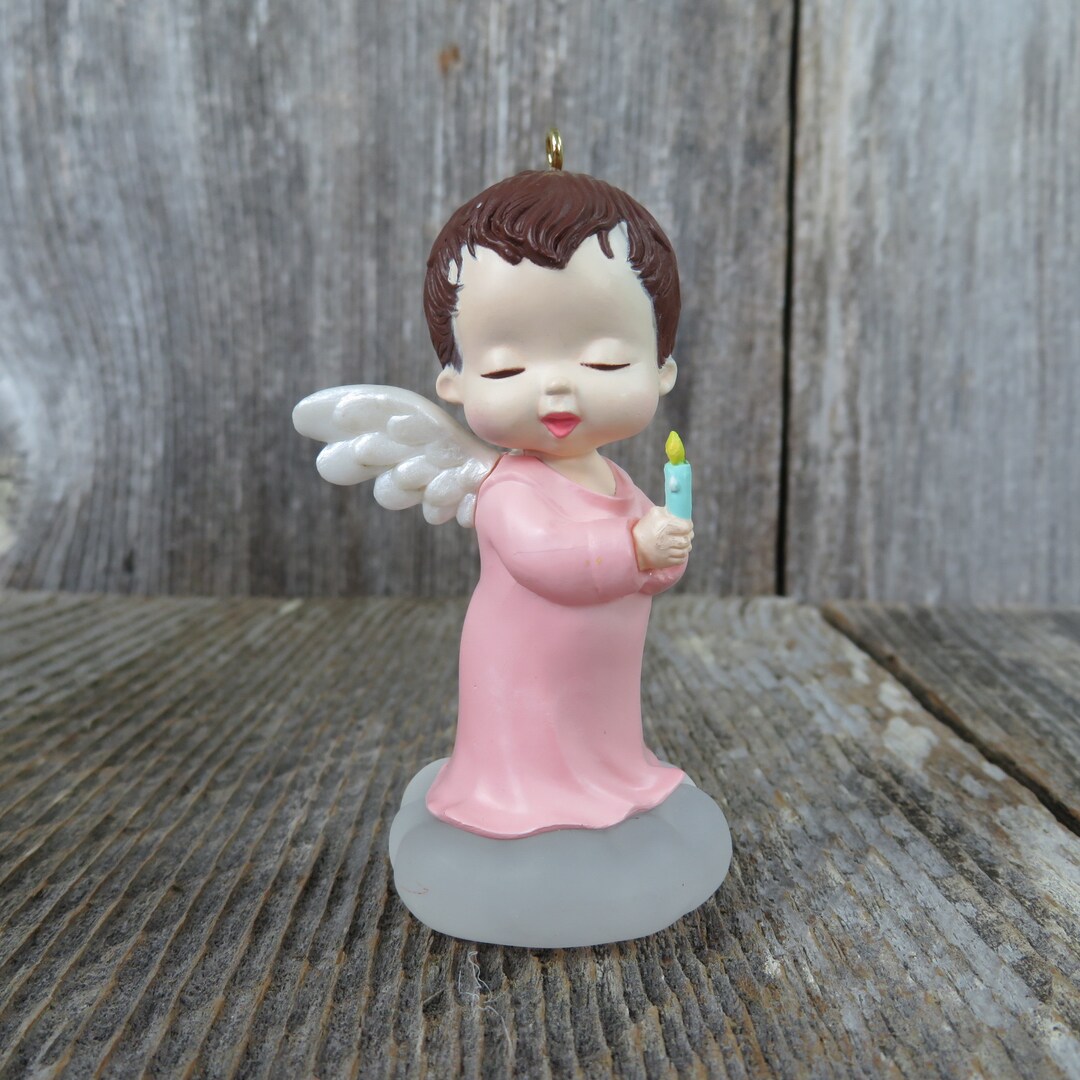 Vintage Rosebud Mary's Angels Hallmark Ornament Pink Candle 1990 ...