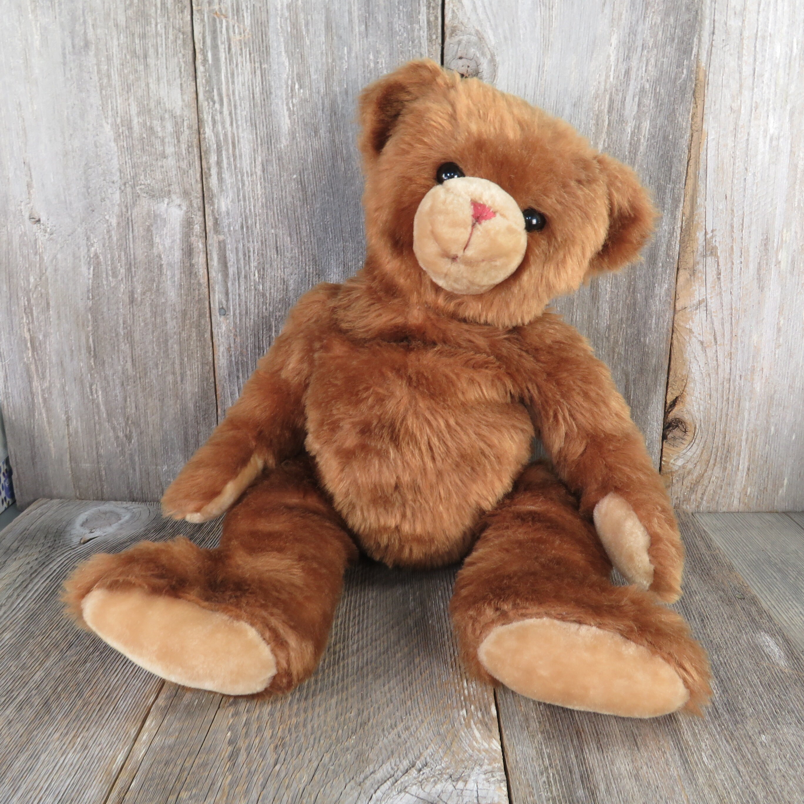 Teddy Bear Plush Brown Sewn String Nose Large Long Hair - Etsy