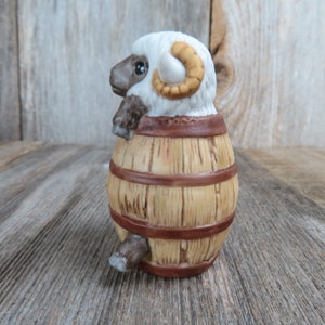 Vintage Sheep in a Barrel Figurine Ram With Horns Wooden Wine Keg ...