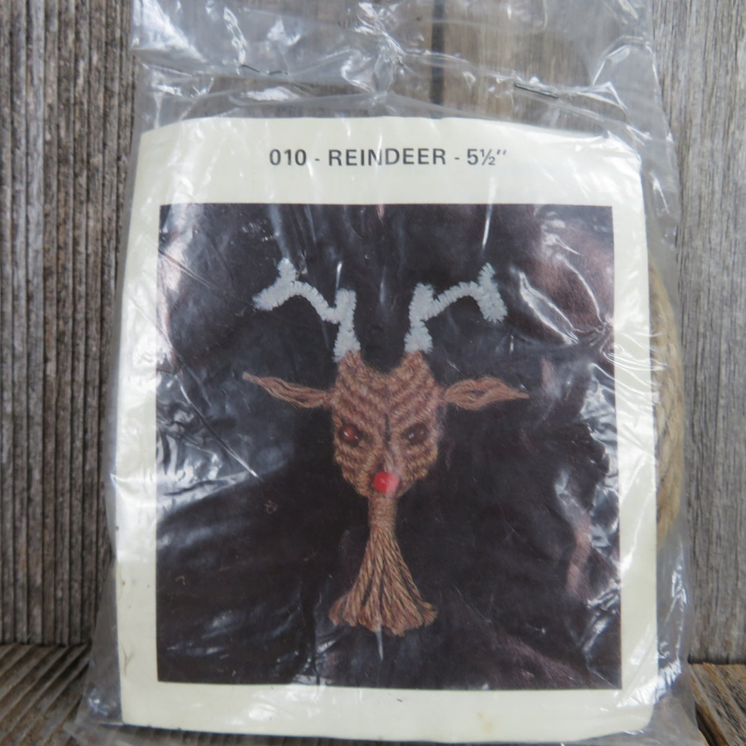 Reindeer Ornament Macrame Kit Susan Foot the Knot House Craft Kit 1979 ...