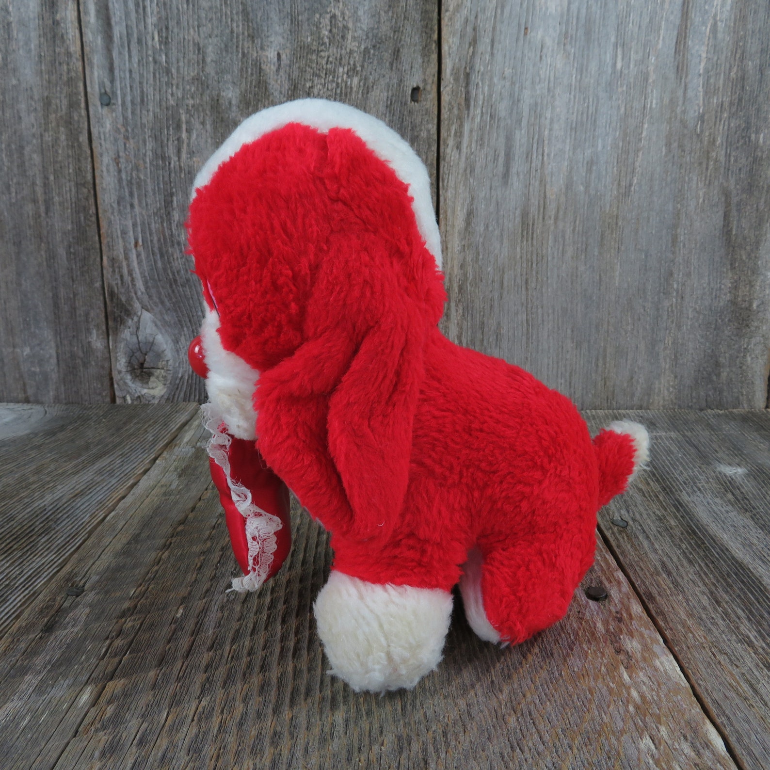 Vintage Puppy Dog Plush Red White Sad Basset Hound Valentines | Etsy