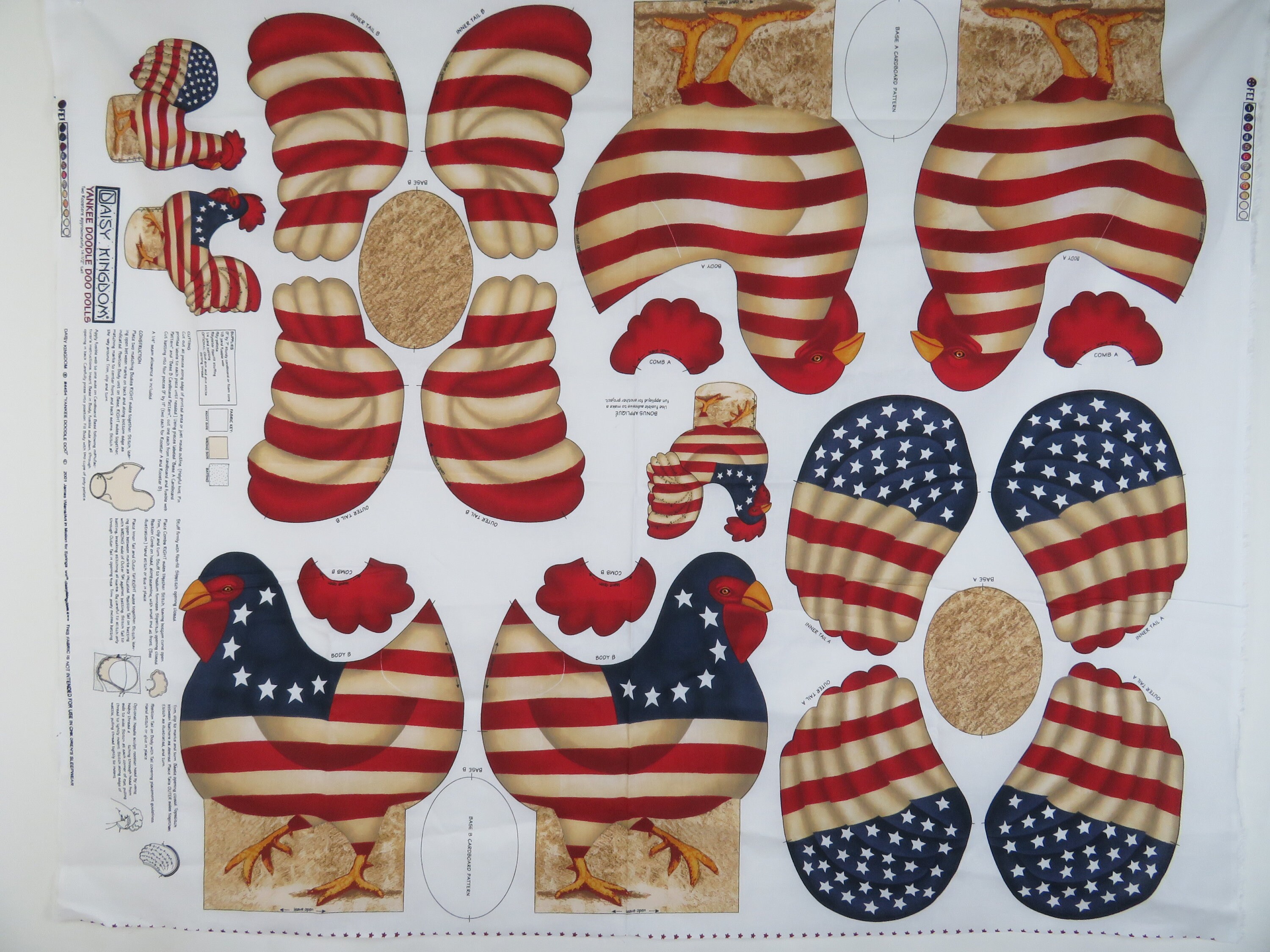 Patriotic Yankee Doodle Doo Fabric Panel Rooster Pillows Cut - Etsy