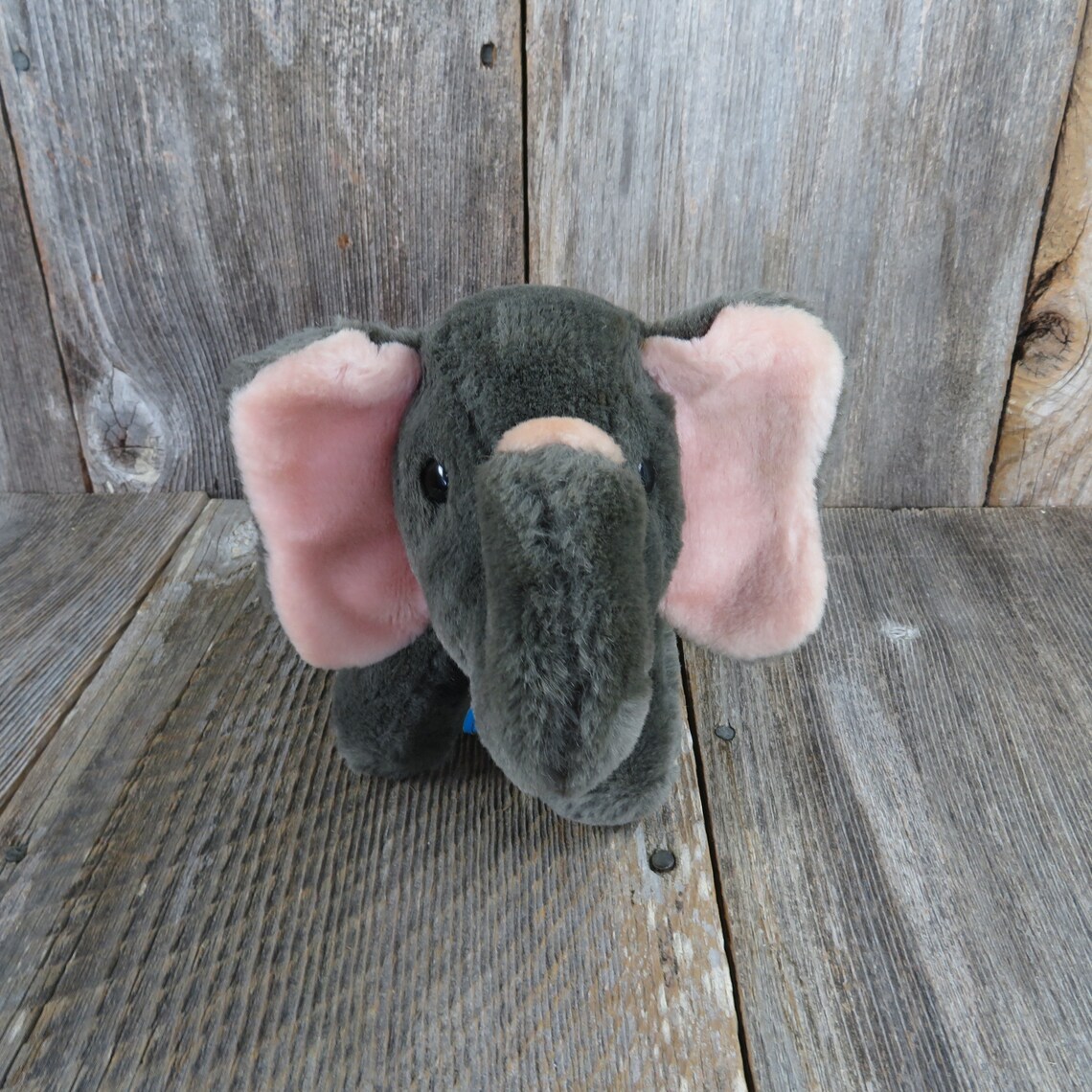 Vintage Elephant Plush Dakin Grey Pink Stuffed Gray Tags 1985 - Etsy