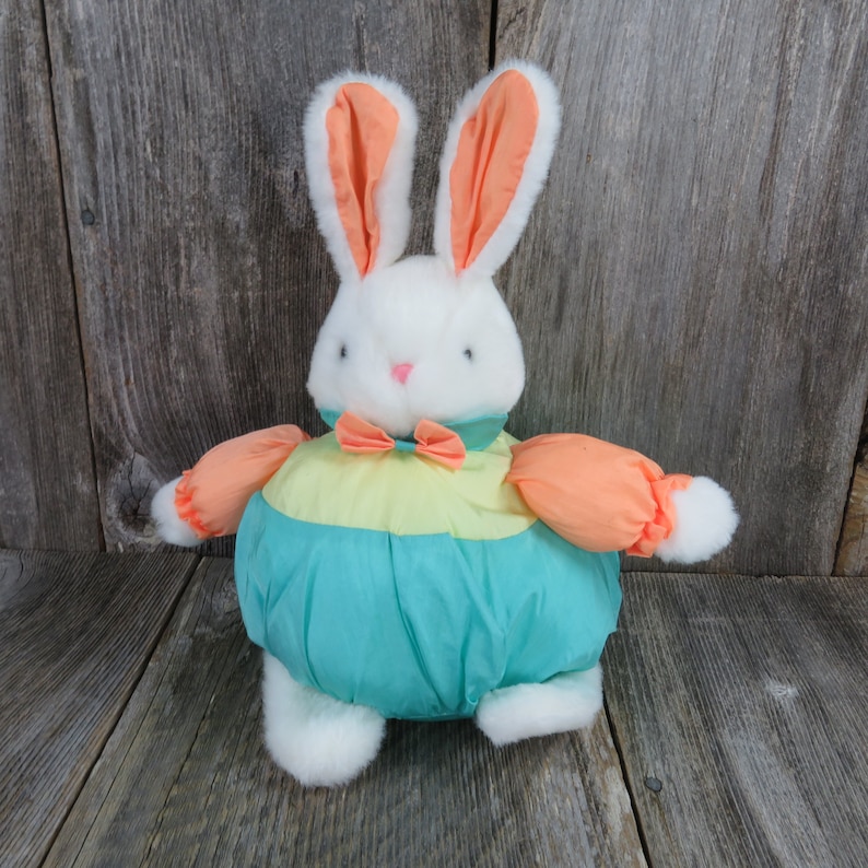 Vintage Bunny Rabbit Plush Dan Dee Pastel Green Peach Yellow - Etsy