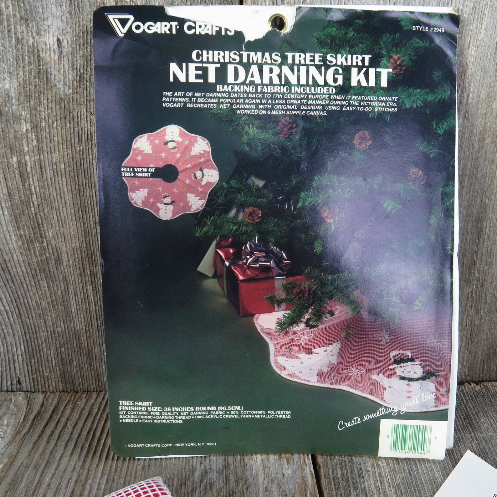 Vintage Christmas Tree Skirt Lace Net Darning Kit Snowman - Etsy