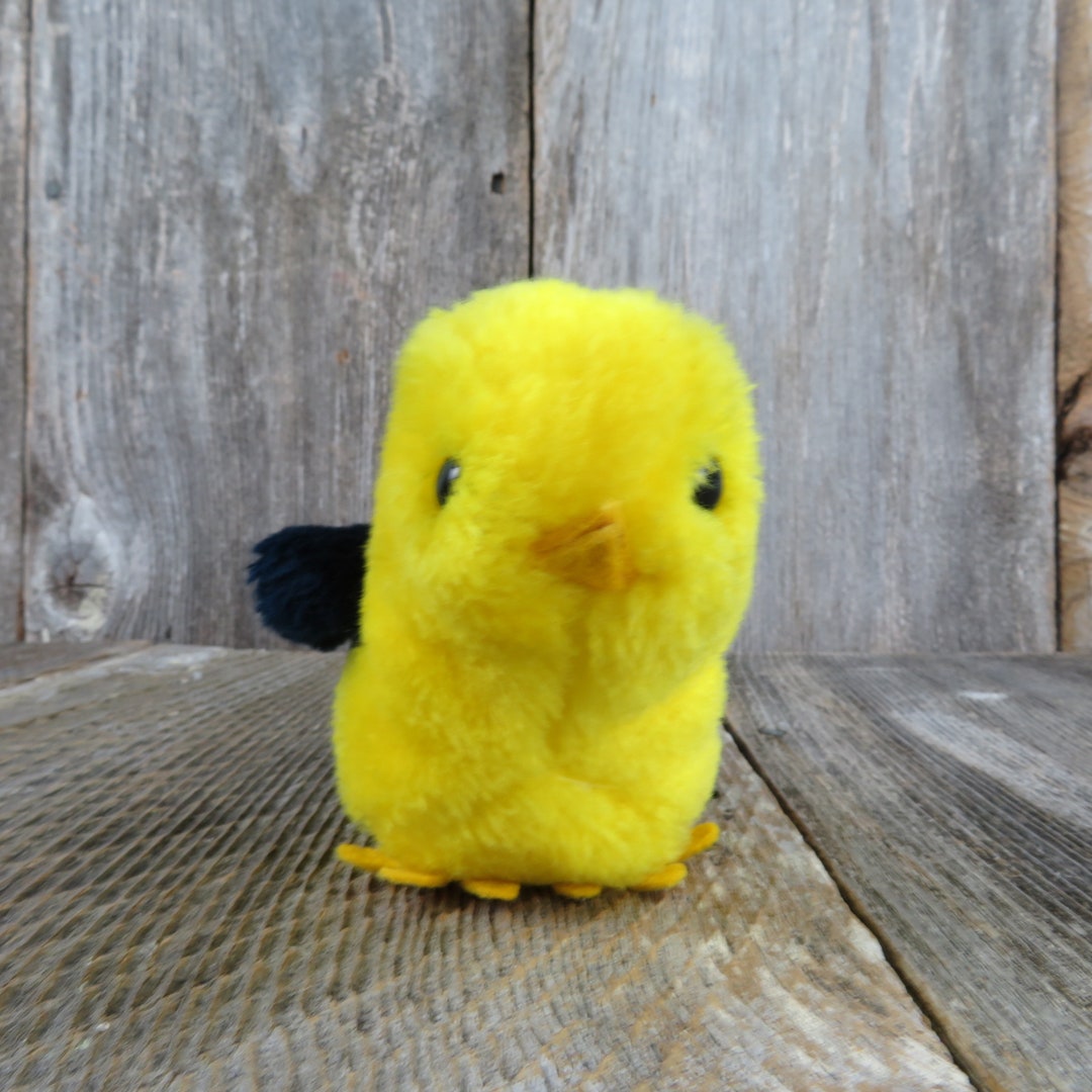 Vintage Yellow Bird Stuffed Animal Finch Black 1981 Dakin Plush 6 Inch ...