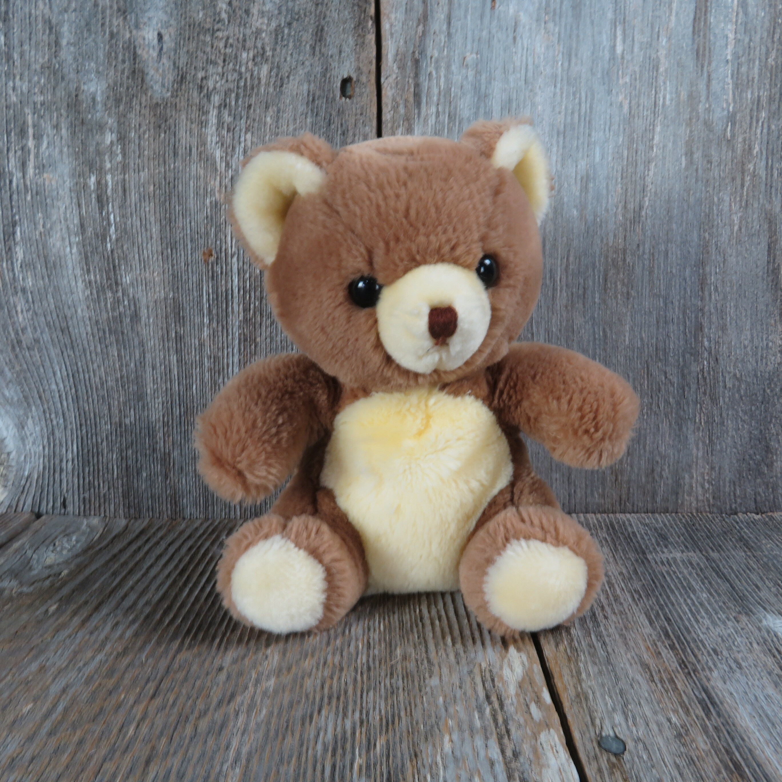 Vintage Dakin Bear plush lot of 2 jointed 1987 Brown Cream wearing ...