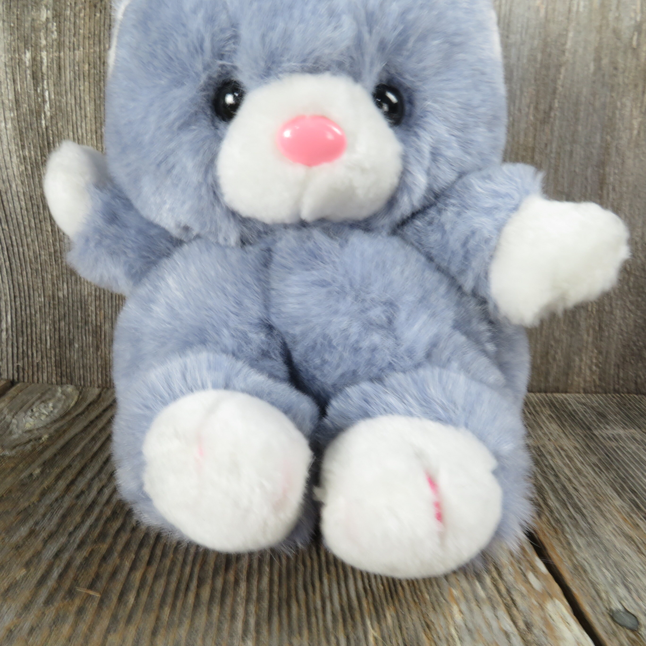 Vintage Blue Teddy Bear Plush Pink Plastic Nose Mervyns Korea Etsy