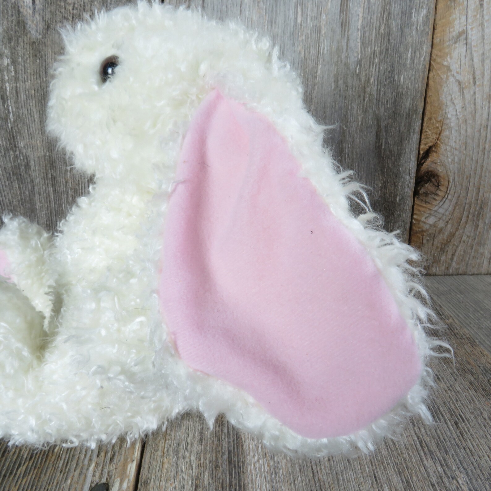 Vintage Bunny Rabbit Plush Curly Fur Pink Ears Paws - Etsy