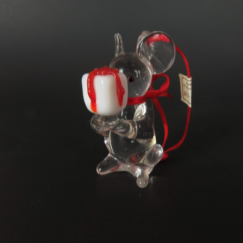 Vintage Mouse Mice Christmas Ornament Glass Present Clear - Etsy