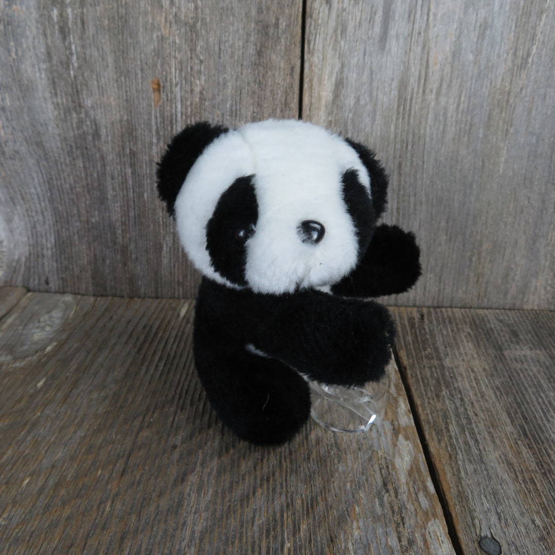 Vintage Panda Bear Plush Mini PBC International Stuffed Animal Black ...