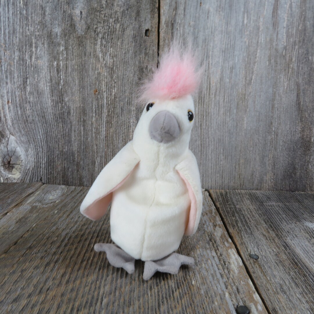 Vintage White Cockatoo Plush Beanie Baby Kuku Bird Bean Bag Stuffed ...
