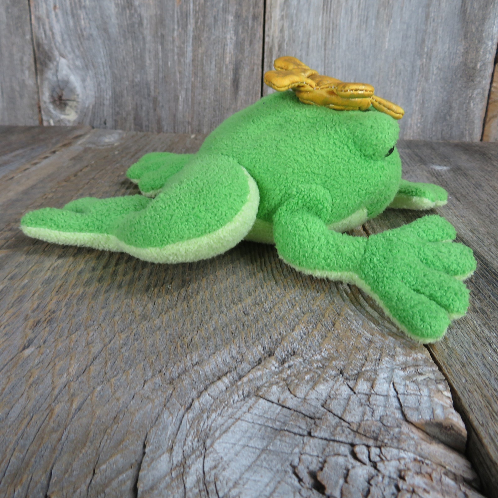 Frog Prince Plush Crown Green Stuffed Animal Laying Two Tone - Etsy
