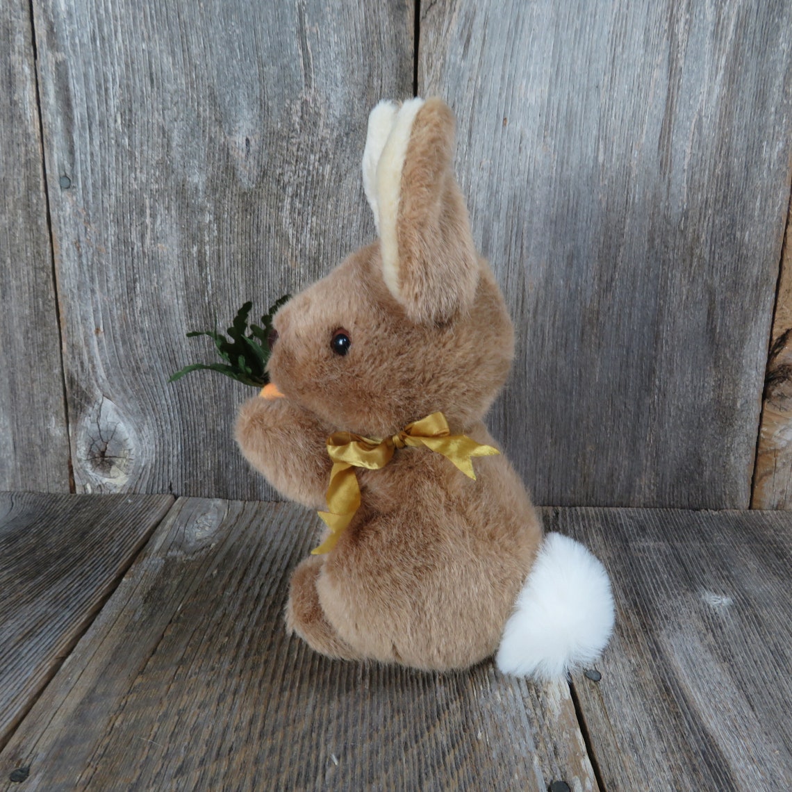 Vintage Bunny Rabbit With Carrot Plush Stuffed Animal Brown | Etsy