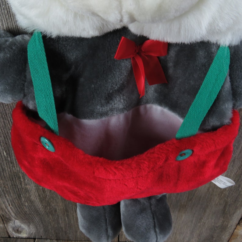 Vintage Cat Stocking Grey Kitty Santa Hat Bib Overalls Velvet Flocked ...