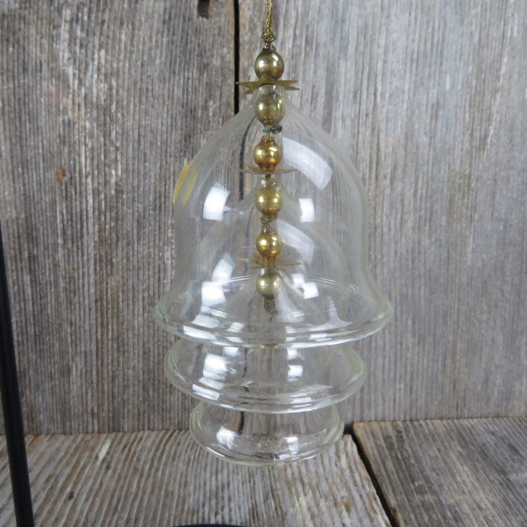 Vintage Glass Bell Ornament Graduated 3 Tier Germany Gold Christmas ...
