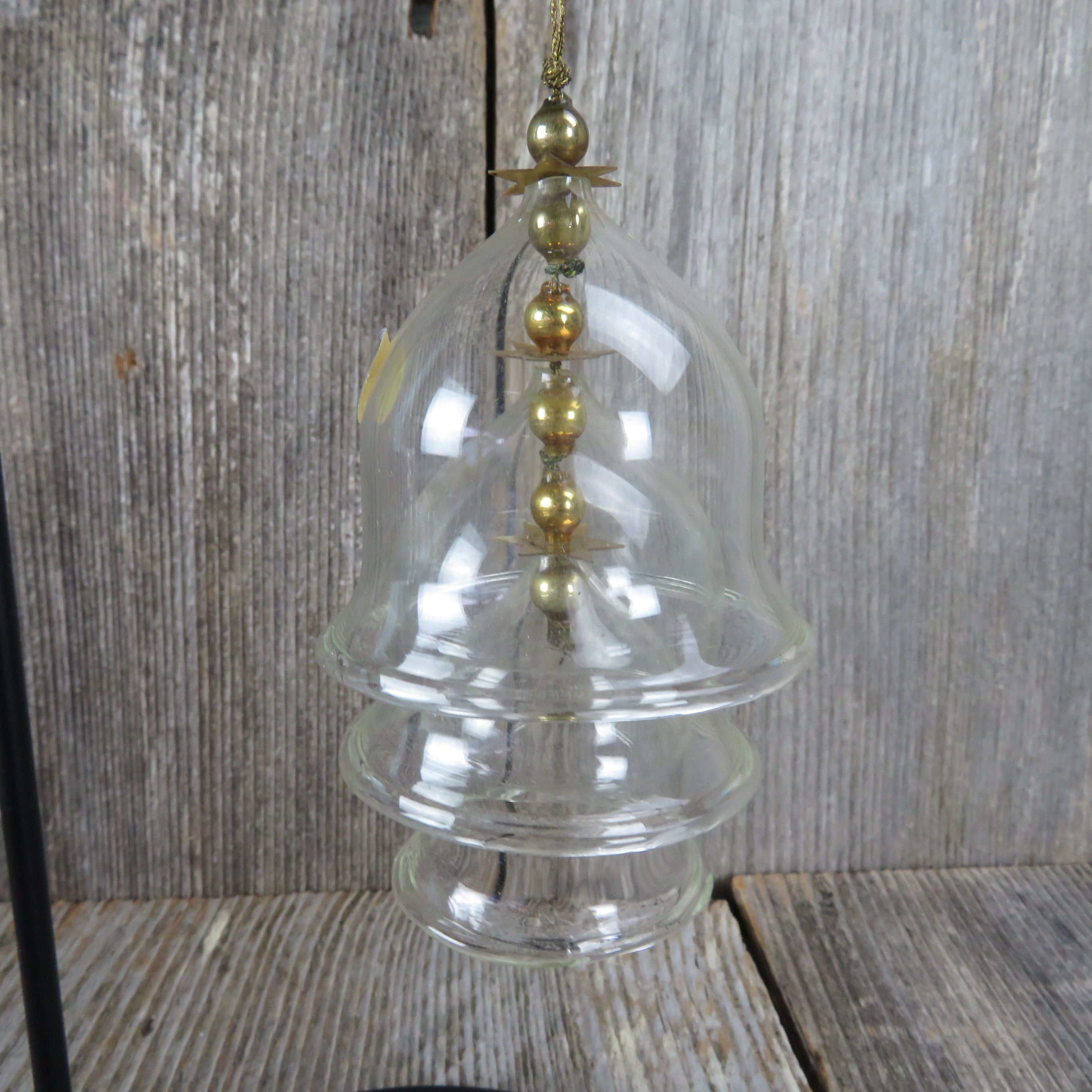 Vintage Glass Bell Ornament Graduated 3 Tier Germany Gold Christmas ...