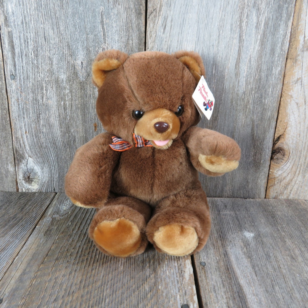 Vintage Brauner Teddy Bär Plüsch Schleife PlüschBand Plüsch Parade Ace ...
